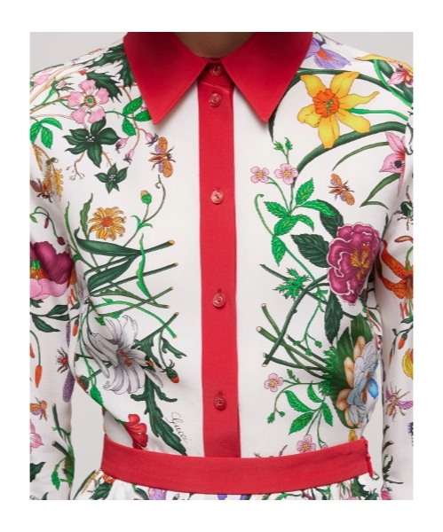 Gucci Printed Silk Shirt With Flora Motif