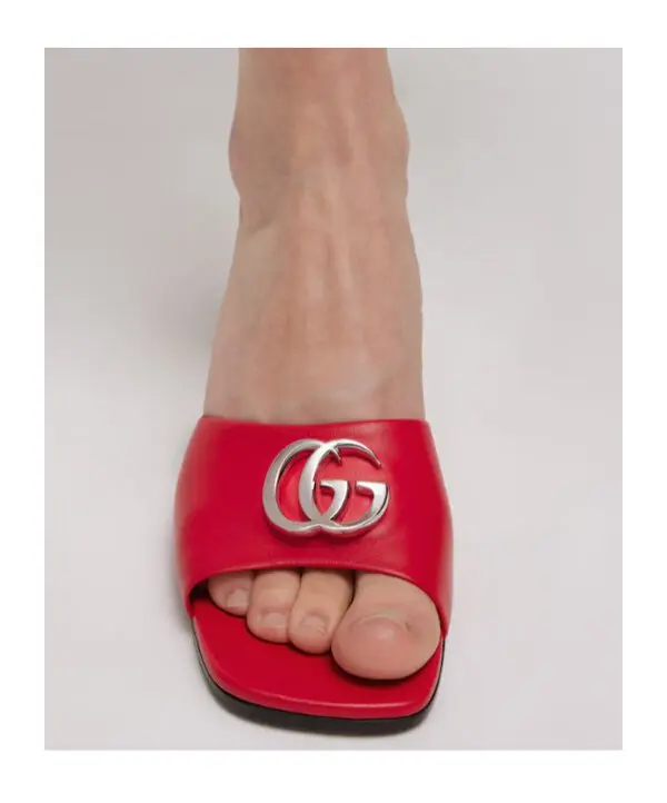 Gucci Double G Embellished Square Toe Slide Sandals