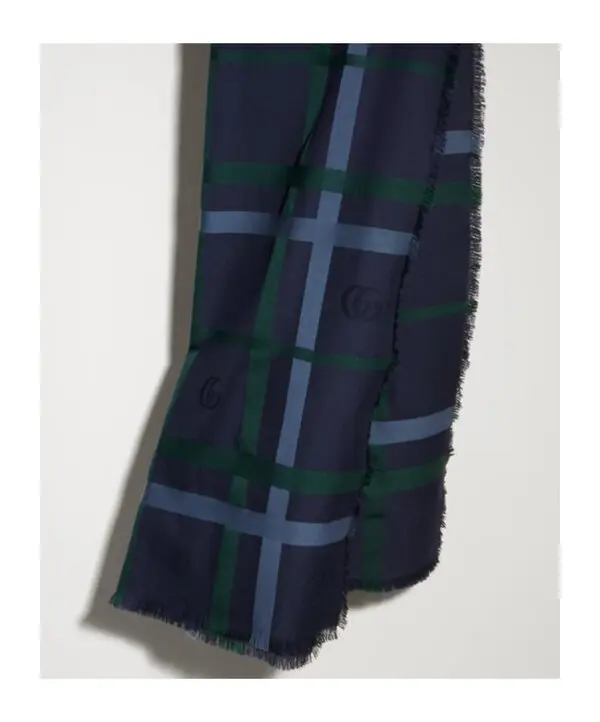 Gucci Tartan Cashmere Jacquard Stole