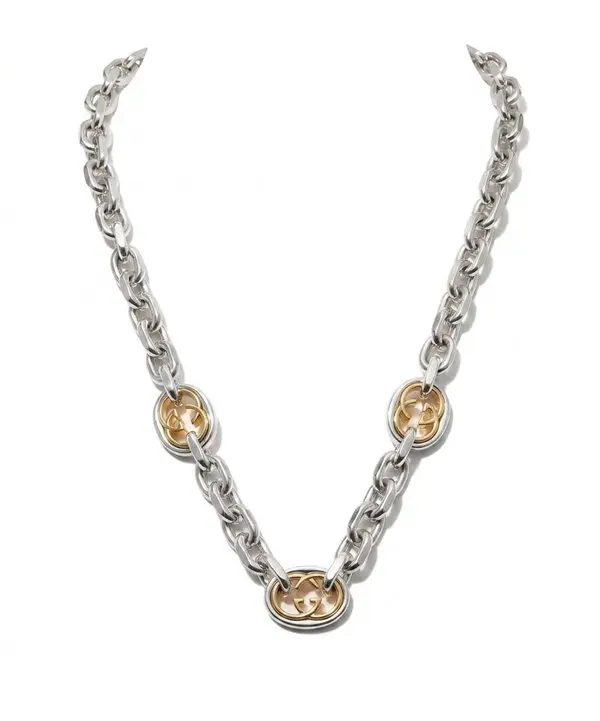 Gucci Interlocking Chain Necklace - Palladium And Gold