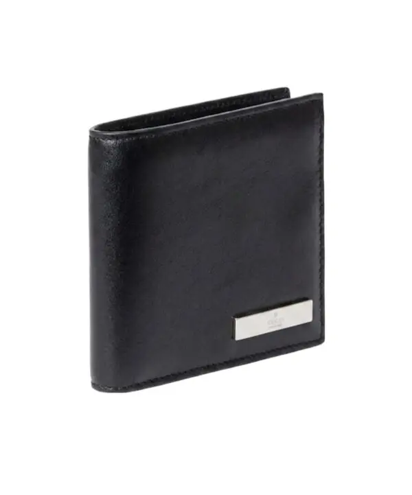 Gucci Bi-fold Wallet With Metal Tag - Black