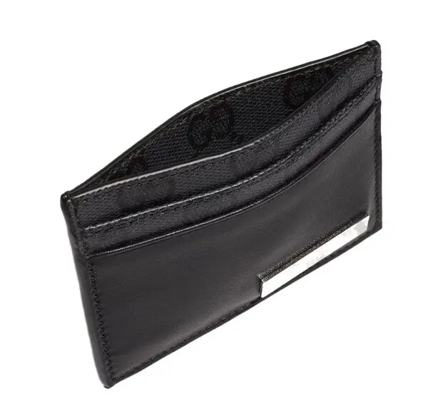 Gucci Card Case With Metal Tag - Black