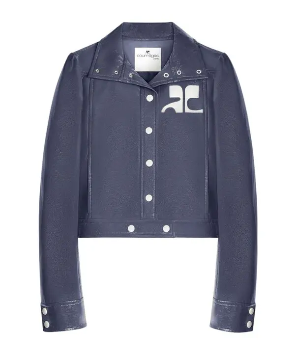 COURREGES Courrèges Vinyl Collared Button-up Jacket - Blue