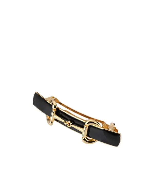 Gucci Horsebit Hair Clip With Enamel - Black