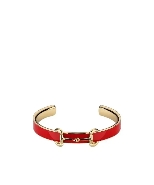 Gucci Horsebit Enamel Open Bracelet - Red