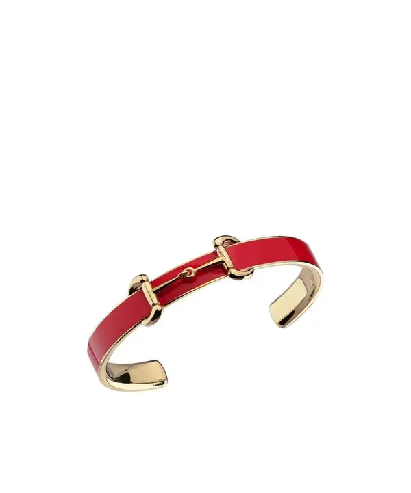 Gucci Horsebit Enamel Open Bracelet - Red