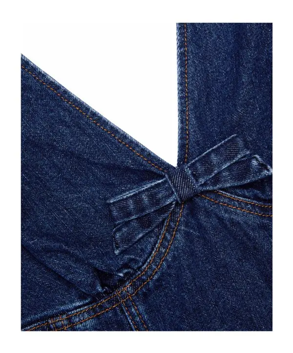 SELF-PORTRAIT Denim Dress With Ruffle Detail