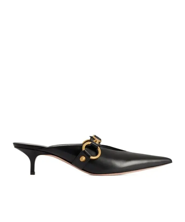 Balenciaga City Mule With Gold Stud Embellishments - Black