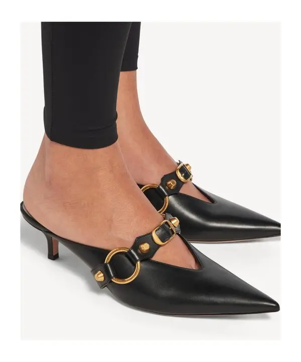 Balenciaga City Mule With Gold Stud Embellishments