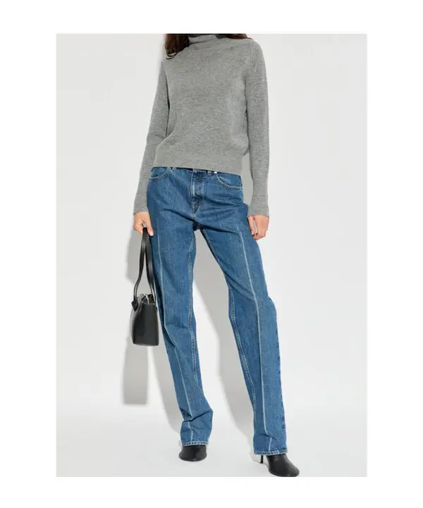 Victoria Beckham Roll Neck Logo Detailed Sweater
