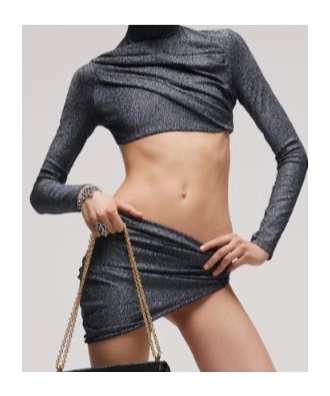 Gucci Draped High Neck Cropped Stretch Top - Black