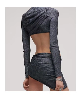 Gucci Draped High Neck Cropped Stretch Top - Black