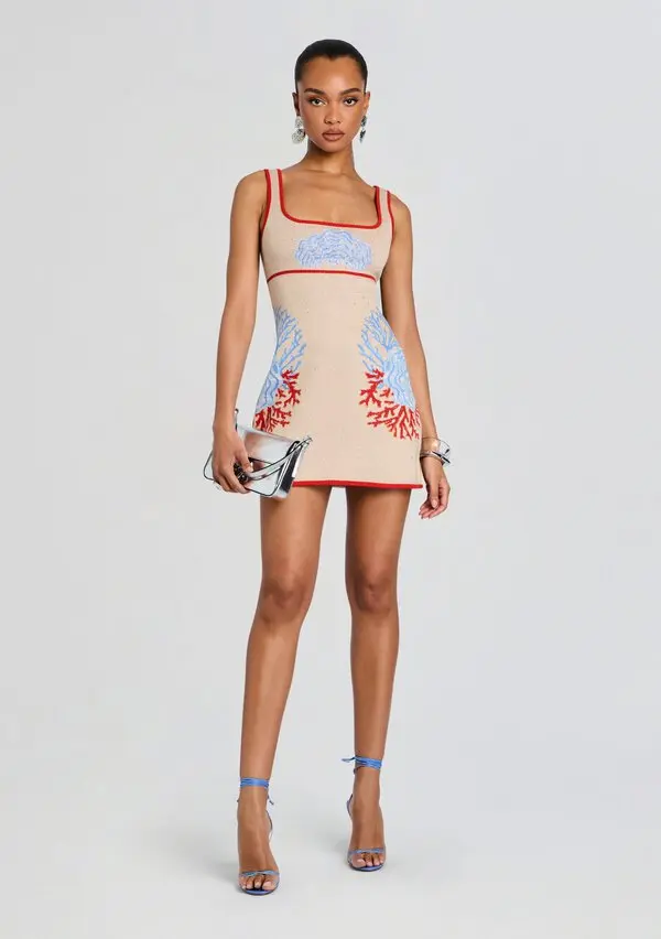 Retrofete Valcra Jacquard Knit Mini Dress - Sand Multi