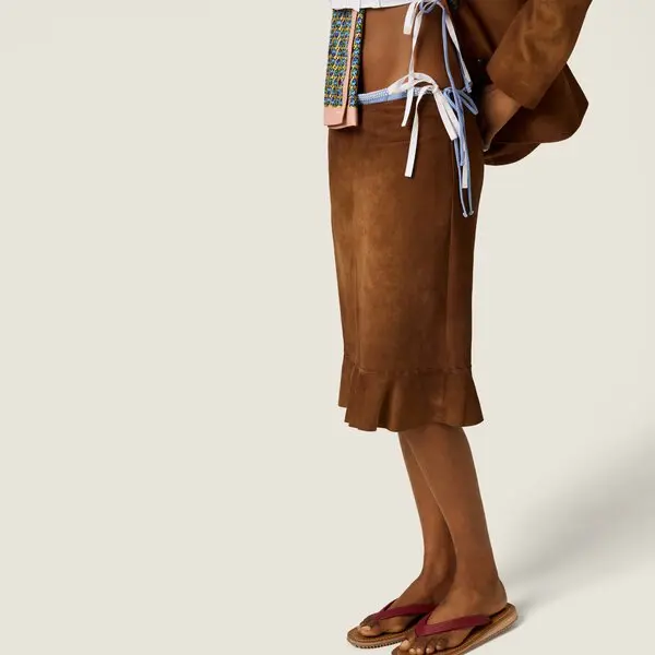 Miu Miu Waxed Suede Skirt