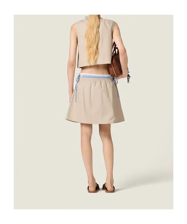 Miu Miu Cotton Flared Skirt With Drawstring