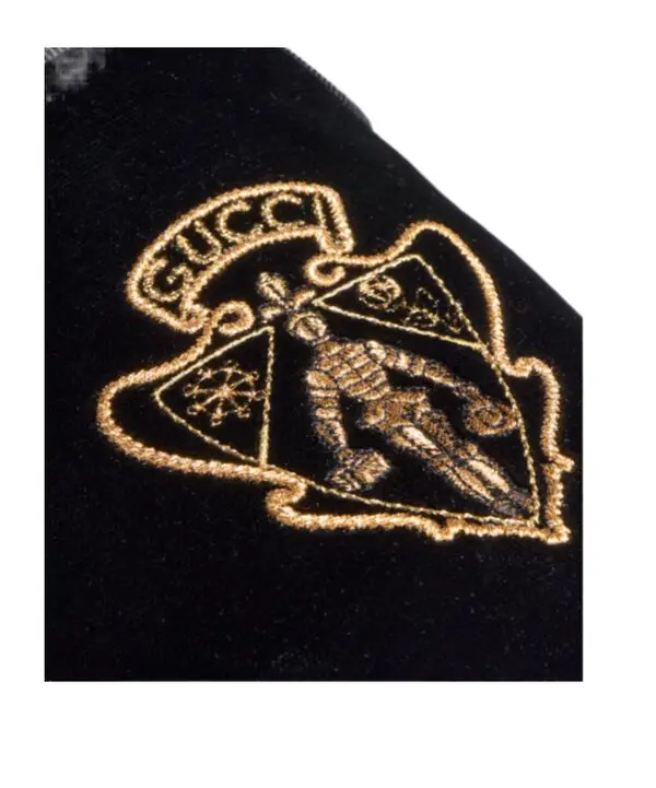 Gucci Velvet Loafer With Crest Embroidery