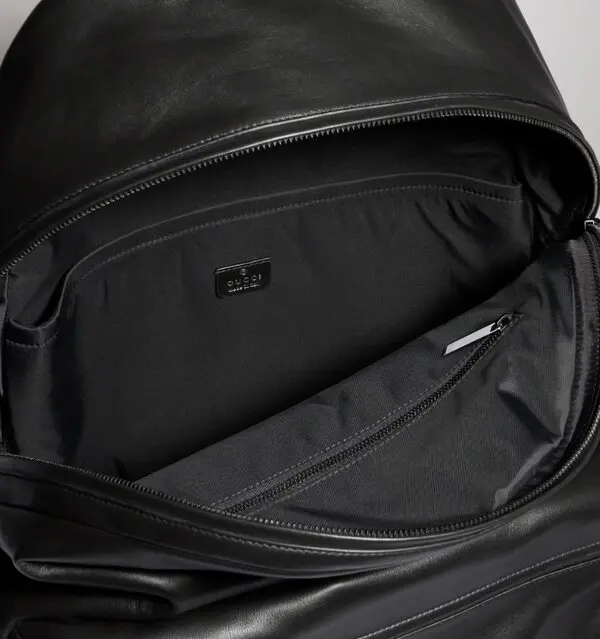 Gucci Leather Backpack With Engraved Tag