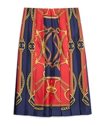 Gucci Printed Silk Twill Pleated Midi Skirt - Multicolor