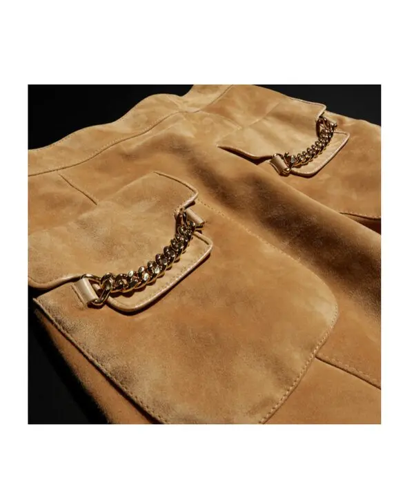 Gucci Chain Detail Leather Skirt