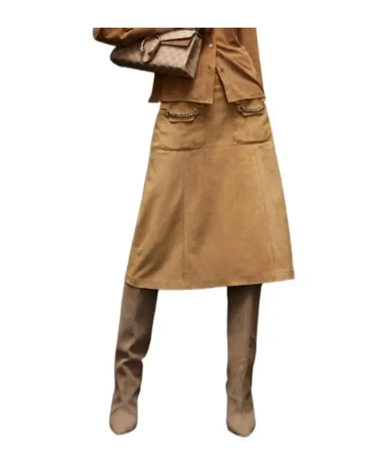 Gucci Chain Detail Leather Skirt