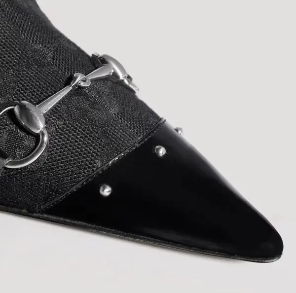 Gucci Gg Canvas And Leather Zip Up Boots - Black
