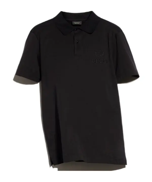 Gucci Cotton Jersey Polo Shirt With Embroidery - Black
