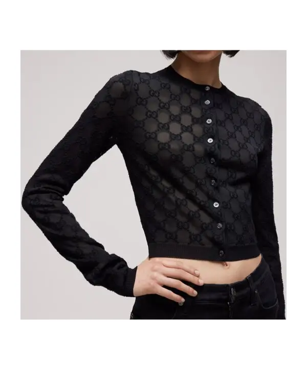 Gucci Monogram Sheer Cardigan