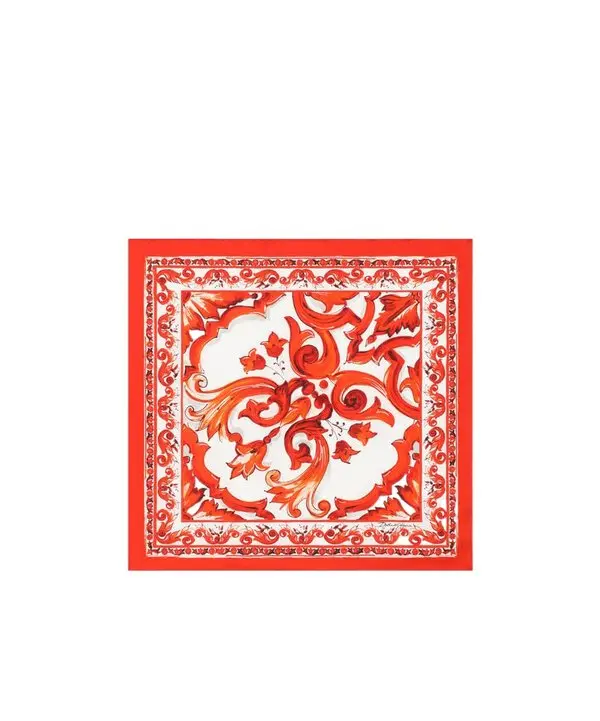 Dolce & Gabbana 50x50 Majolica-print Silk Twill Scarf - Red
