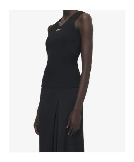 Alexander McQueen Ribbed Tank Top With Engraved Logo Placket