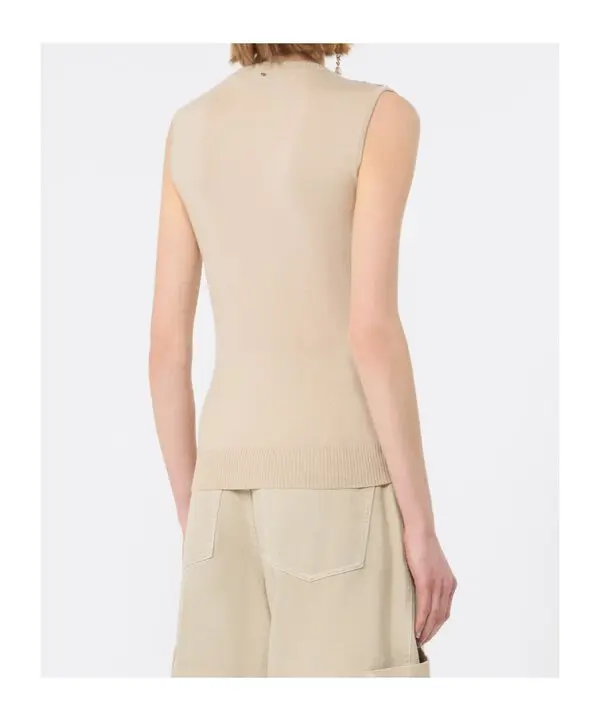Sportmax Sleeveless Crewneck Top With Rhinestone Fringe