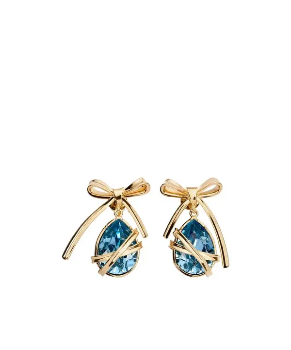 Dior Gold-plated Crystal Ribbon Drop Earrings - No