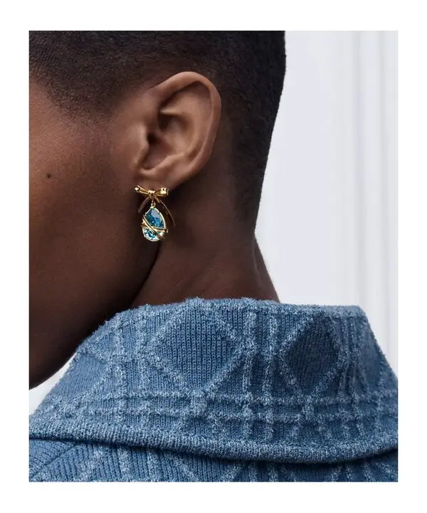 Dior Gold-plated Crystal Ribbon Drop Earrings