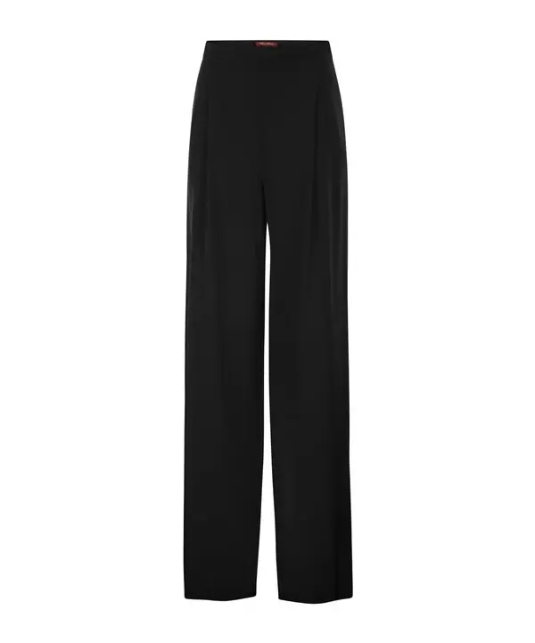 Max Mara Pleated Wide Leg Pants - Black