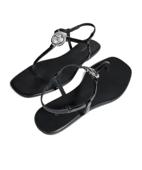 Gucci Interlocking G Thong Sandals - Black