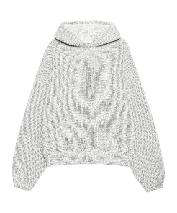 ANINE BING Alec Framed Monogram Hoodie - Grey