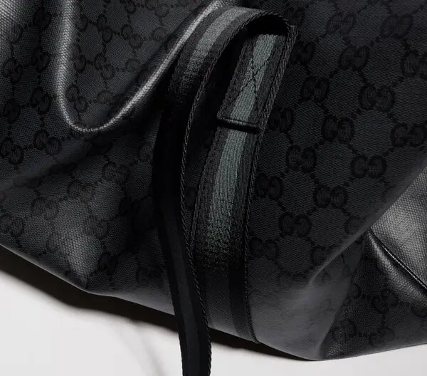 Gucci Medium Duffle Bag With Web - Black
