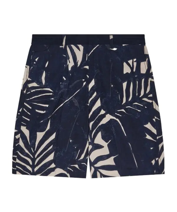 Emporio Armani Pleated Patterned Bermuda Shorts - Black