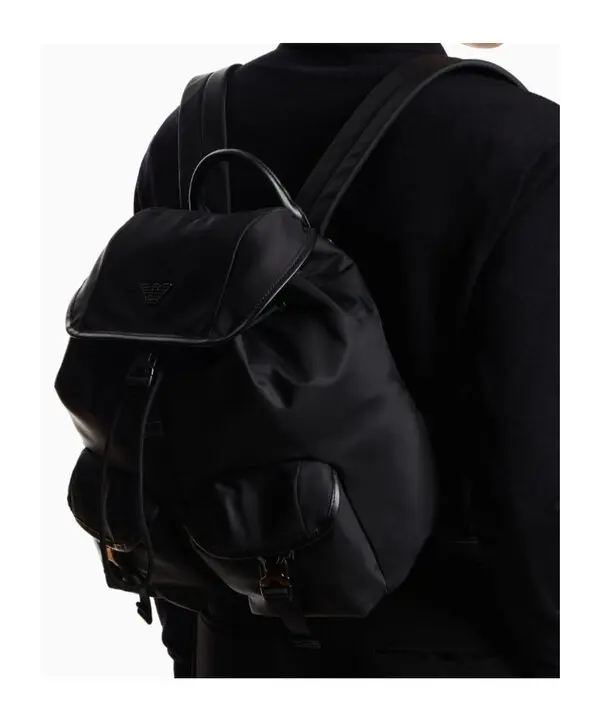 Emporio Armani Recycled Nylon Backpack With Eagle Plate