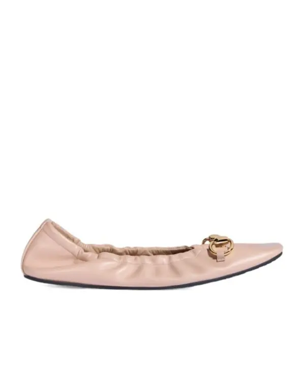 Gucci Prima Ballerina Flats With Horsebit Detail - Pink Beige