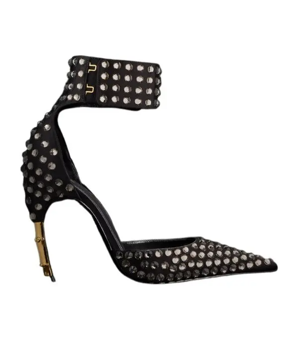 Gucci Castello Studded Pointed Toe Pumps With Bamboo Heel