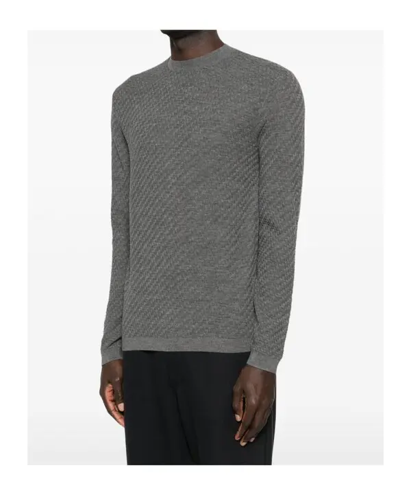 Emporio Armani Textured Crew Neck Long Sleeve Sweater