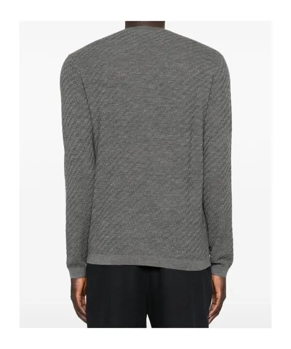 Emporio Armani Textured Crew Neck Long Sleeve Sweater
