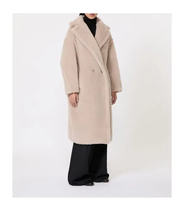 Max Mara Double-breasted Faux Fur Coat - Sand-colored