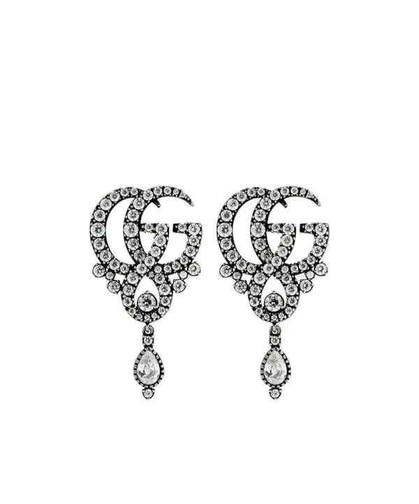 Gucci Gg Marmont Crystal Earrings - Gray