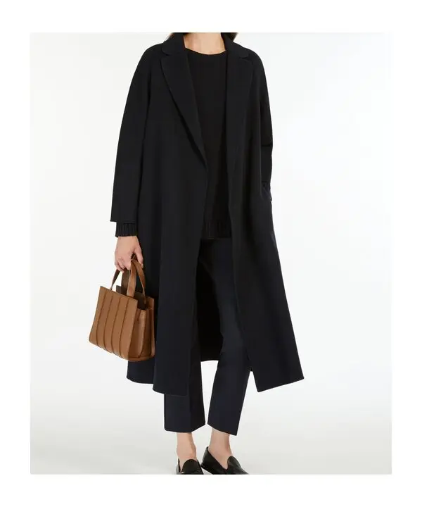Max Mara Wool Broadcloth Midi Coat Midnightblue