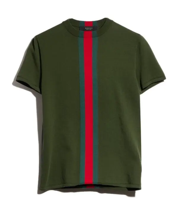 Gucci Knit Cotton T-shirt With Web Intarsia