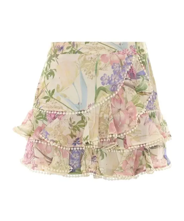 Charo Ruiz Ibiza Fera Ruffled Mini Skirt - Nude