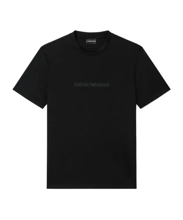 Emporio Armani Logo Embossed Crewneck T-shirt - Black