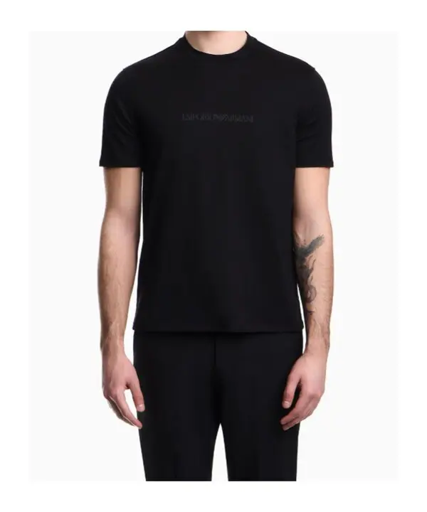 Emporio Armani Logo Embossed Crewneck T-shirt