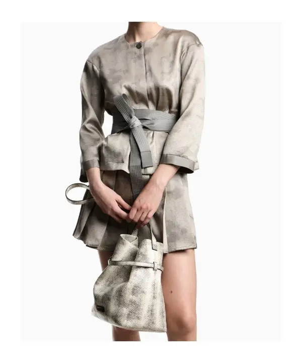 Emporio Armani Pleated Mini Skirt With Jacquard Camo Flower Motif